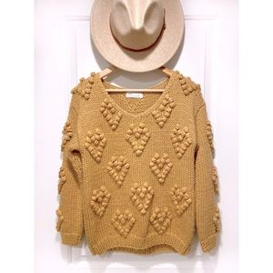 Chicwish | Sweaters | Chicwish Tan Heart Pom Vneck Sweater | Poshmark